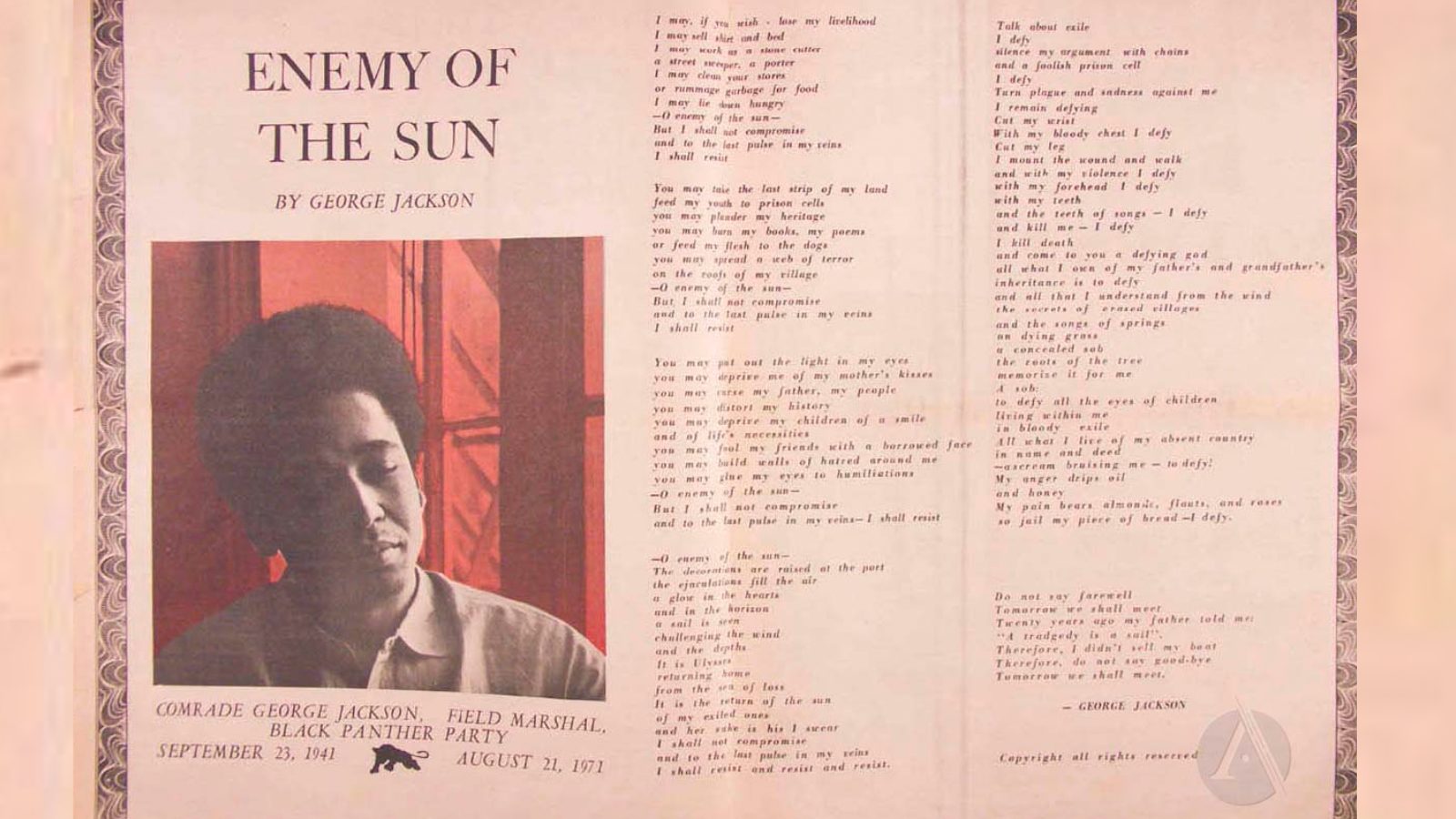 A common enemy of the sun: George Jackson and Samih Al-Qasim ...